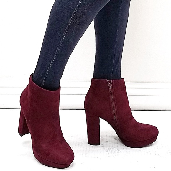 Shoes | New Wine Platform Chunky Heel Ankle Boots Booties | Poshmark